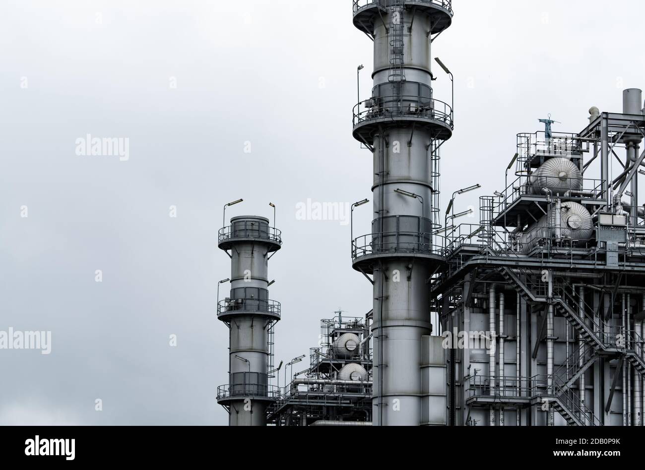 Gas turbine electrical power plant. Energy for support factory. Natural ...