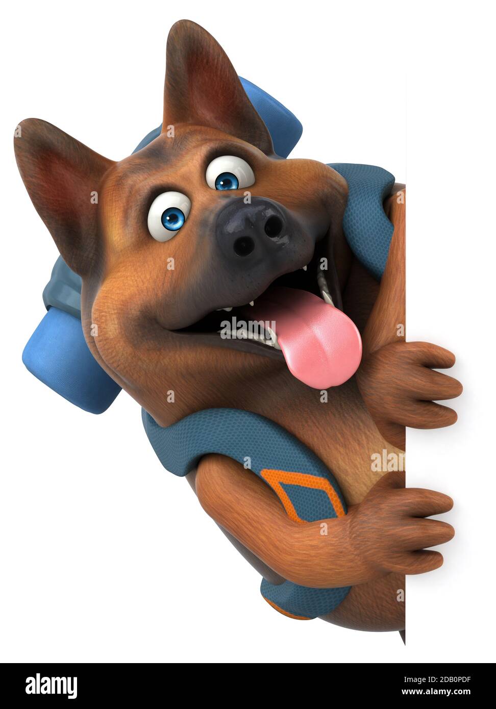 Fun backpacker german shepherd dog cartoon character Stock Photo - Alamy