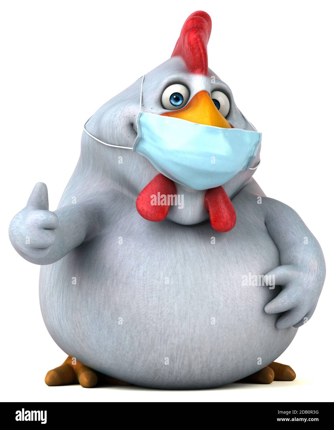 Fun 3D cartoon chicken with a mask Stock Photo - Alamy