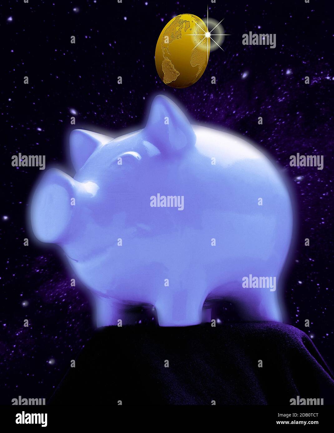 PIG MONEY BOX WITH THE EARTH Stock Photo - Alamy