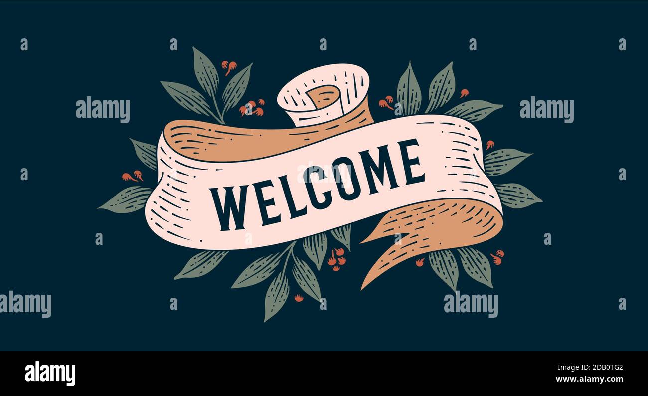 Welcome. Retro greeting card Stock Vector Image & Art - Alamy