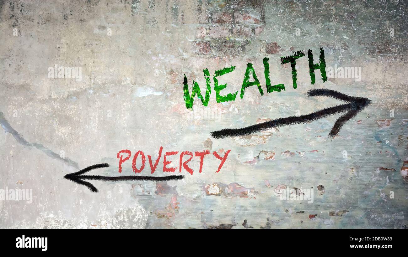 Street Sign the Direction Way to Wealthy versus Poverty Stock Photo - Alamy