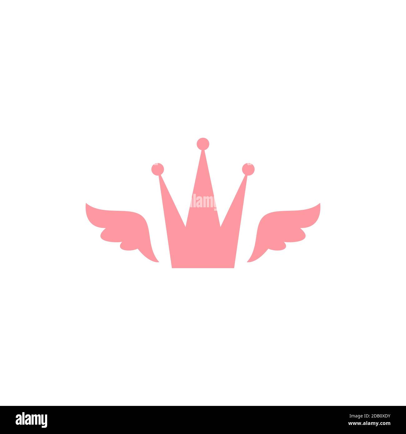 Pink princess crown with wings. Pink crown icon isolated on white ...