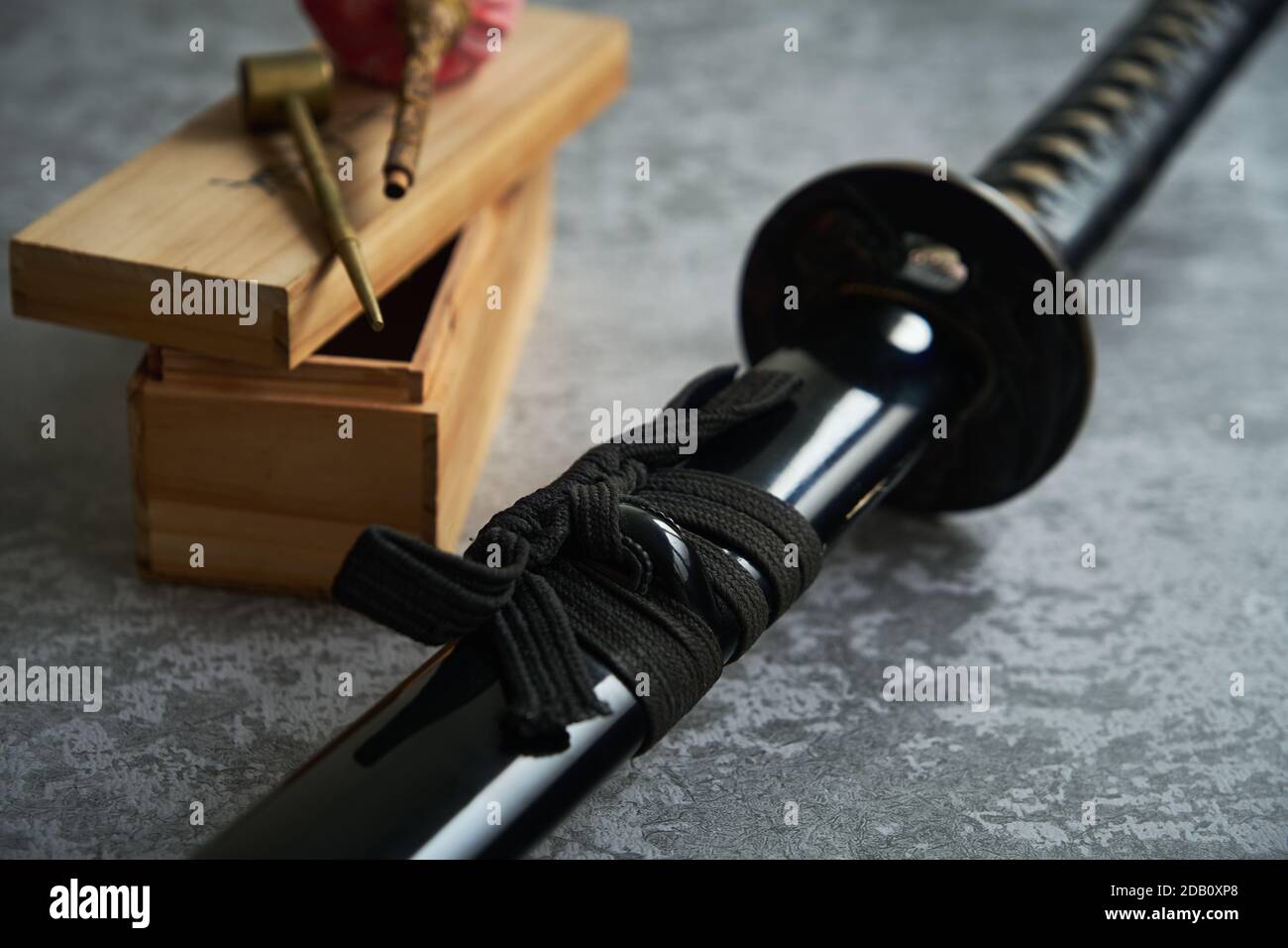 close-up of the Japanese battle sword katana Stock Photo - Alamy