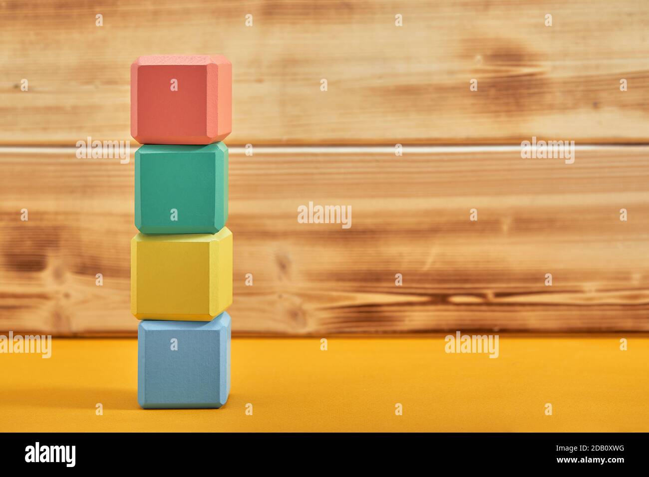 empty wooden cubes mockup style, copy space. Colourful blocks template ...