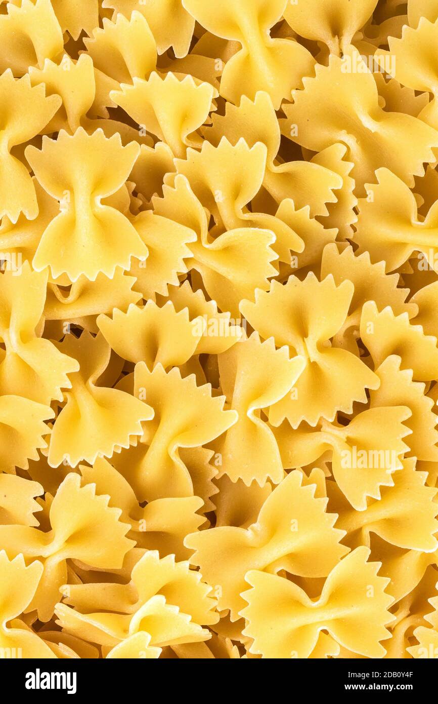 Famous variety of type and shape of Italian pasta. Dry pasta bows ...