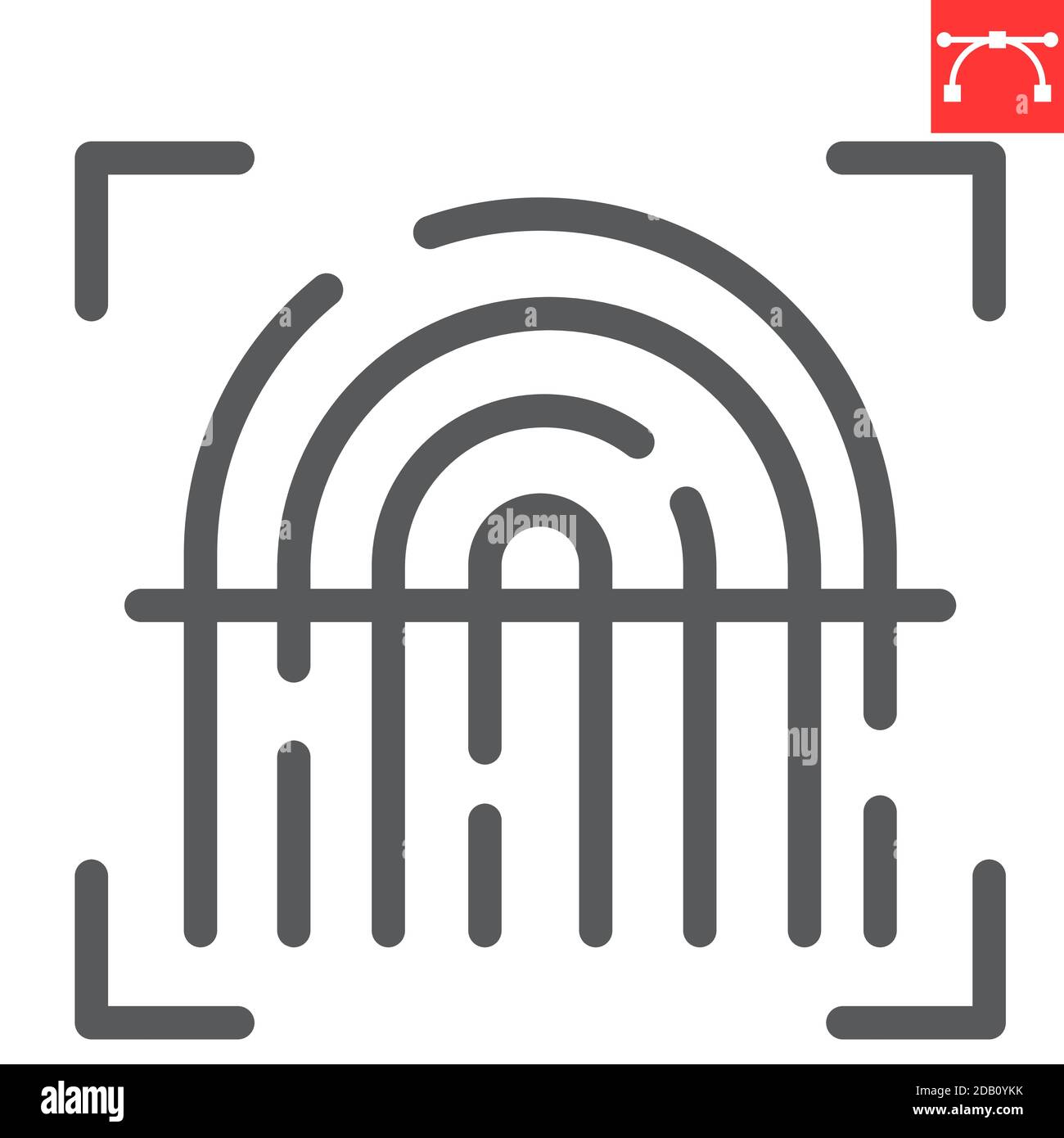 Fingerprint scan line icon, security and biometric, finger print sign ...