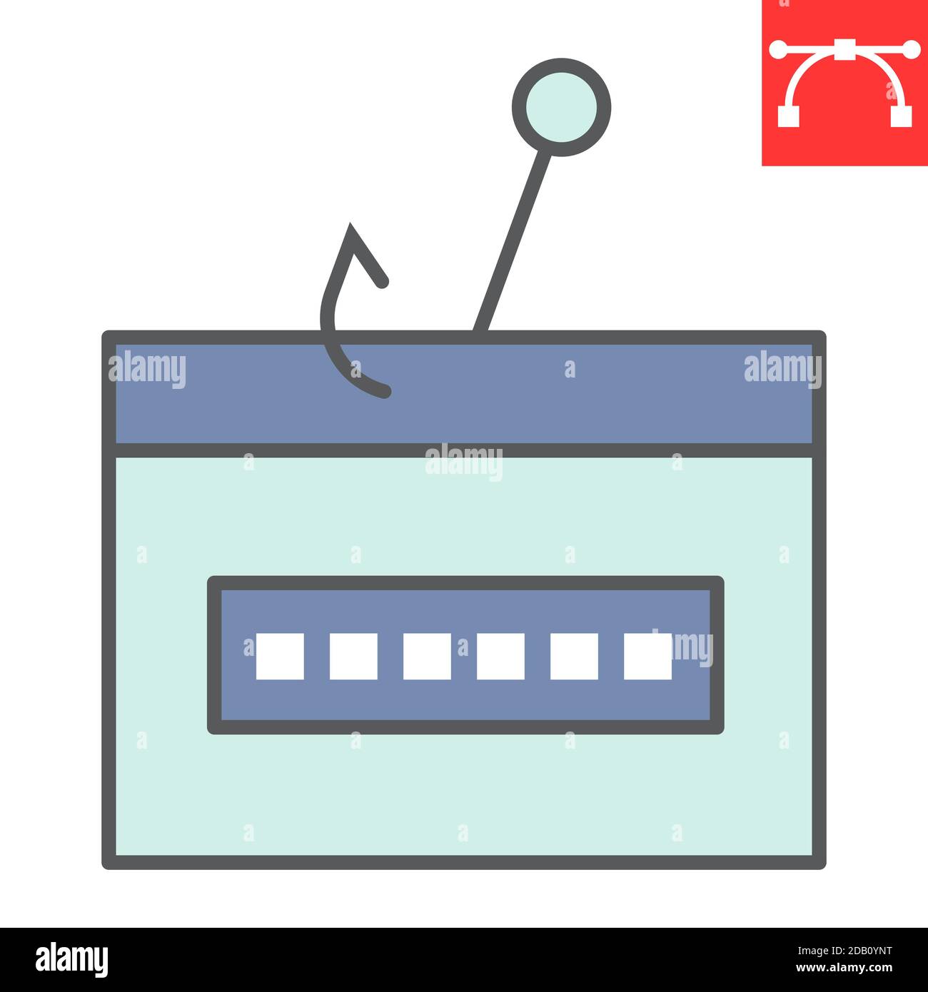 Password phishing color line icon, security and theft, hacker attack sign vector graphics ...
