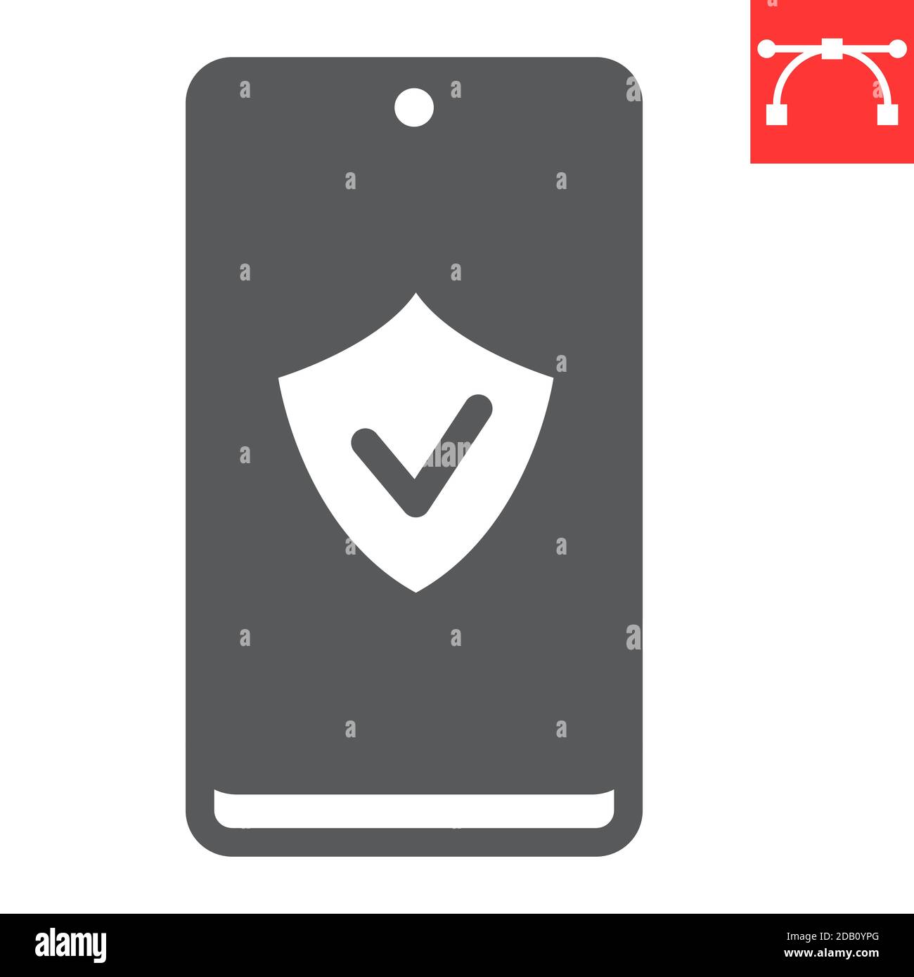 Device security glyph icon, security and protection, smartphone with ...