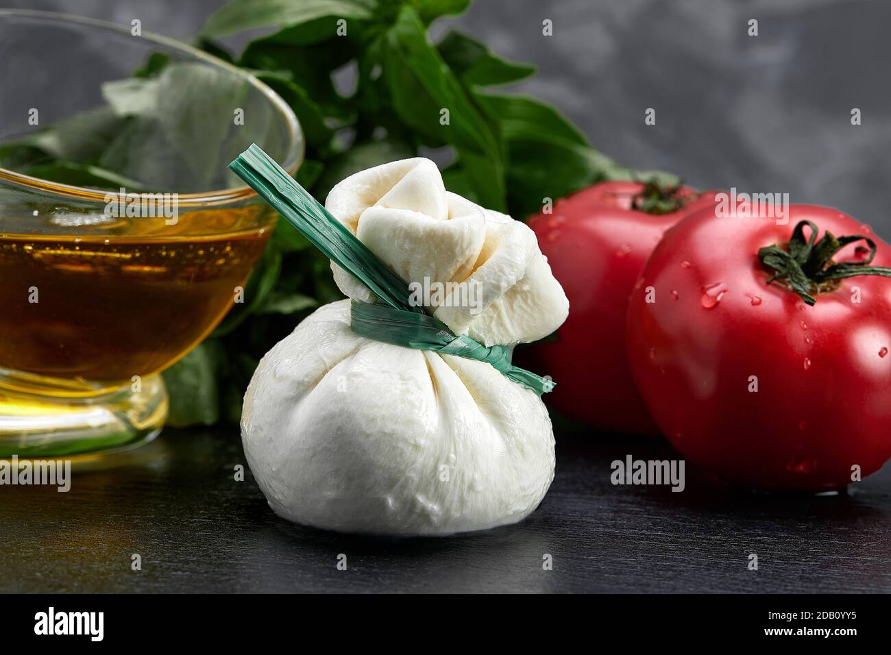 Cheese collection, fresh soft white burrata cheese ball made from ...