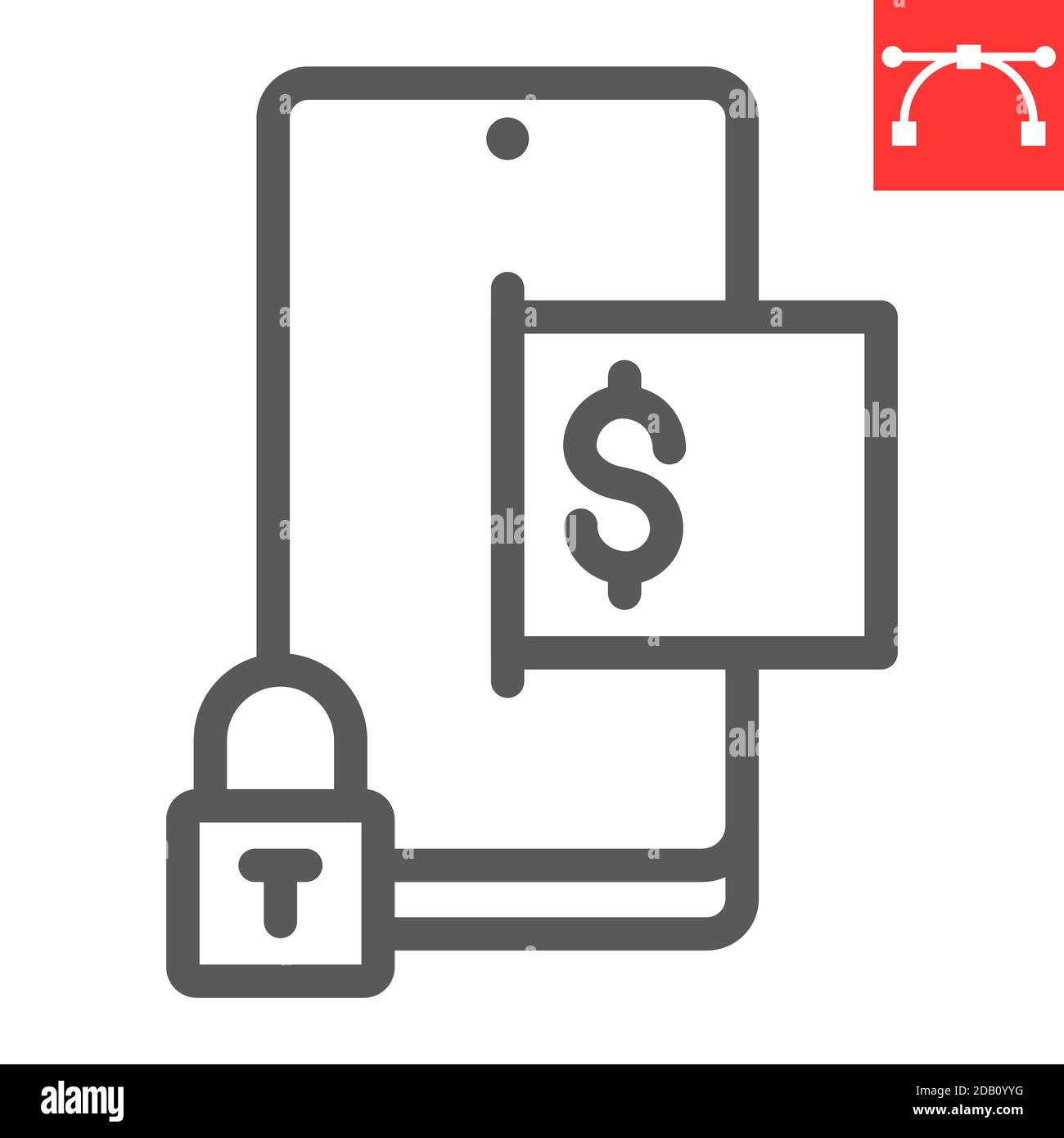 Safe mobile payment line icon, security and smartphone, safe ...