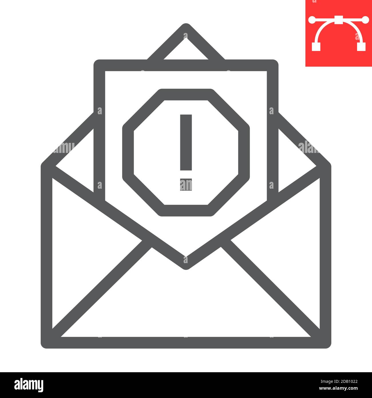 Email virus line icon, security and mail, spam sign vector graphics ...