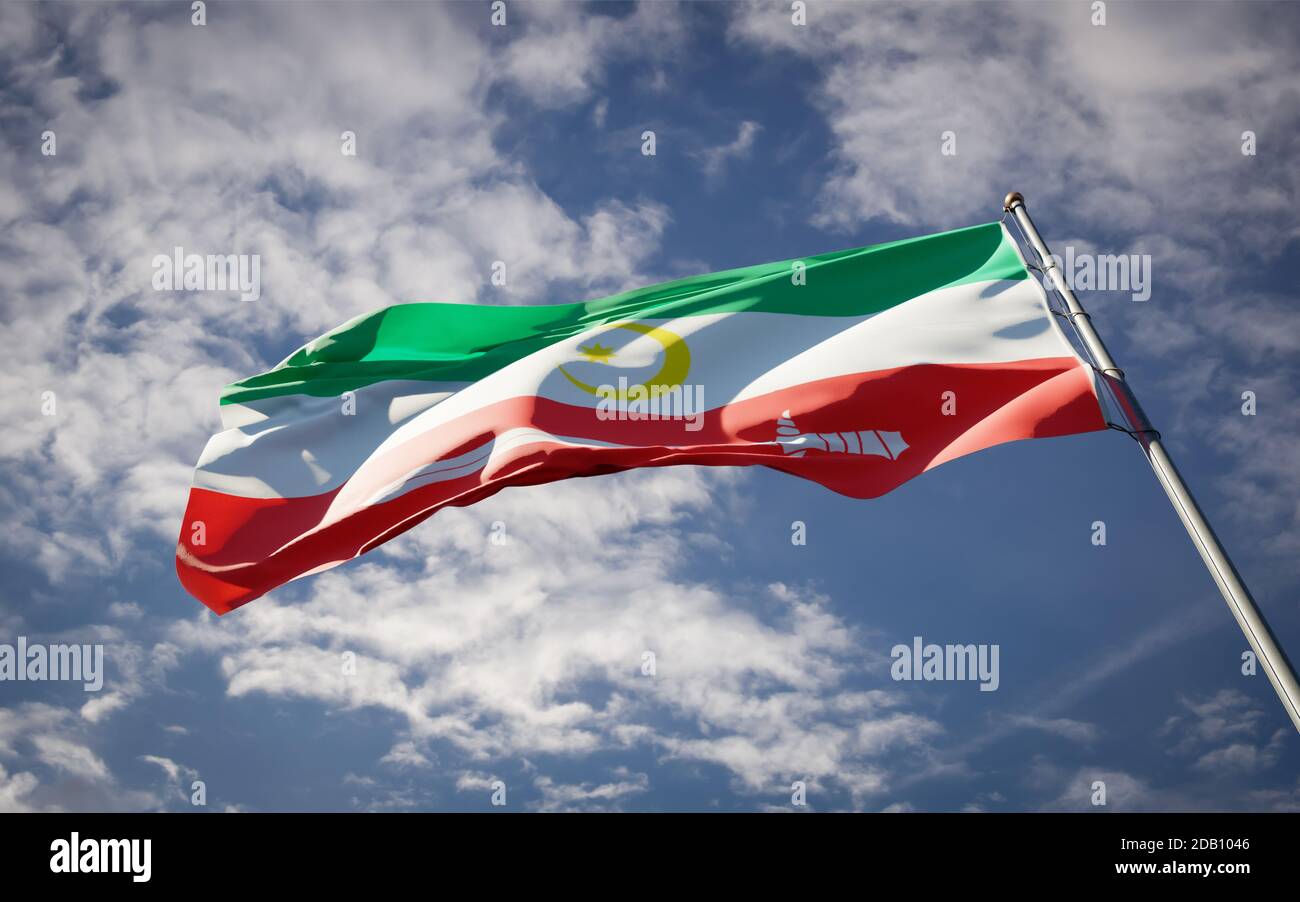 Beautiful national state flag of Bangsamoro fluttering at sky ...