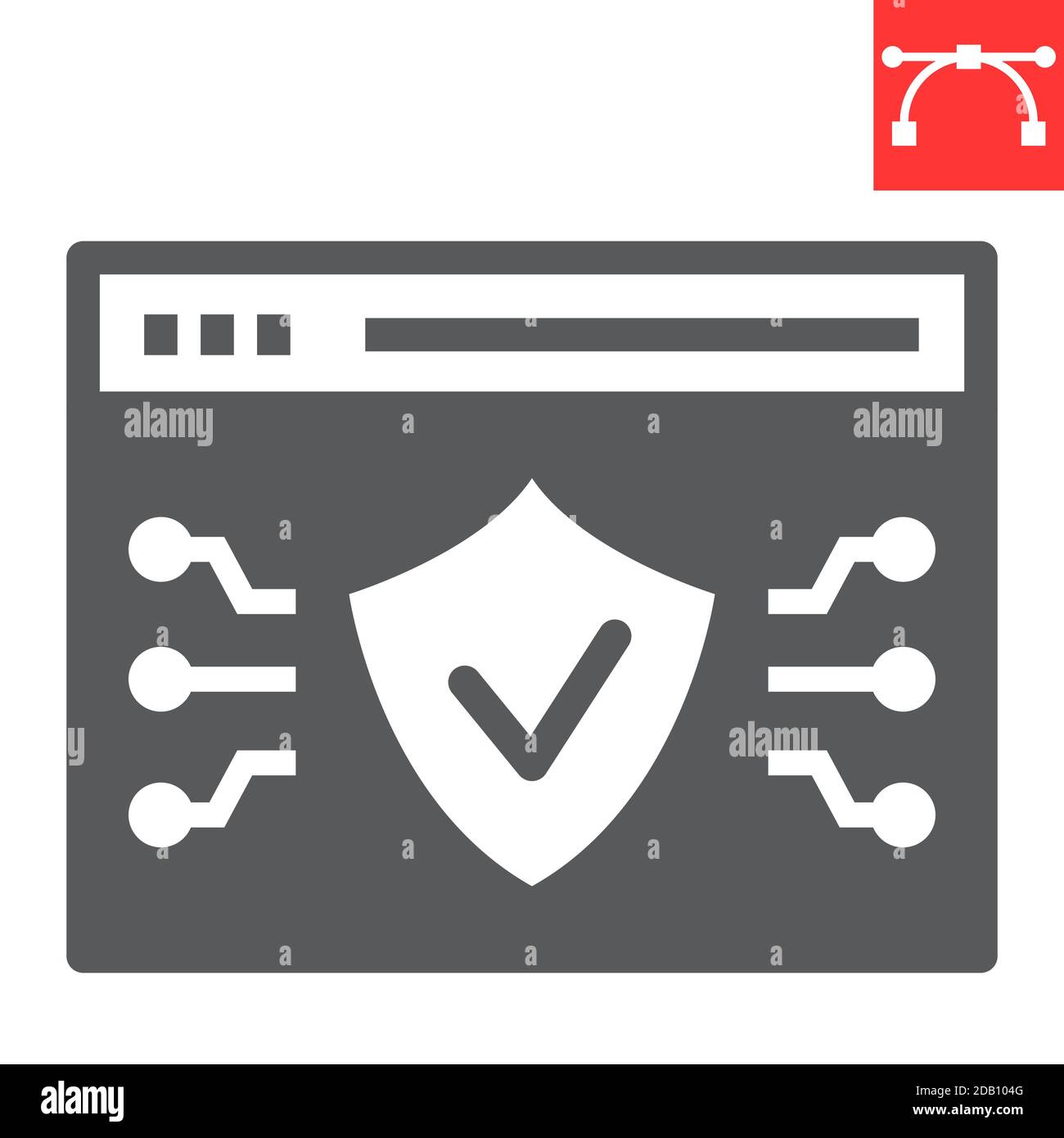 Web browser protection glyph icon, security and shield, web antivirus ...