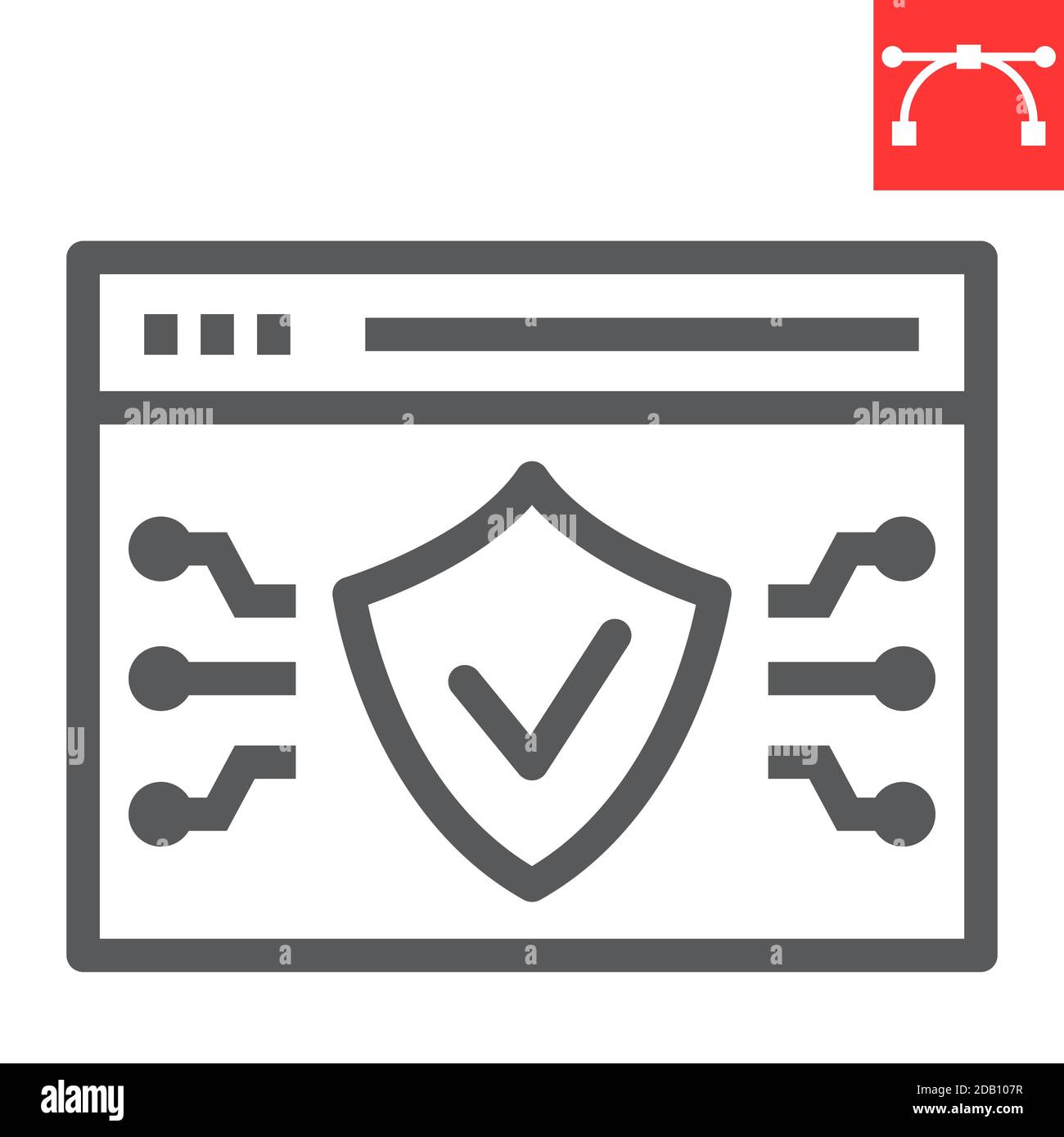 Web browser protection line icon, security and shield, web antivirus ...