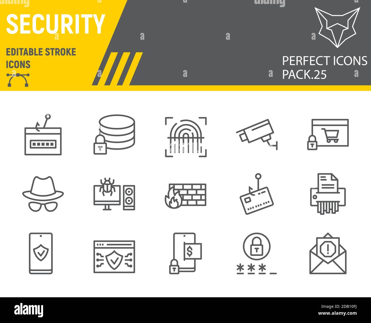 Security line icon set, network protection collection, vector sketches ...