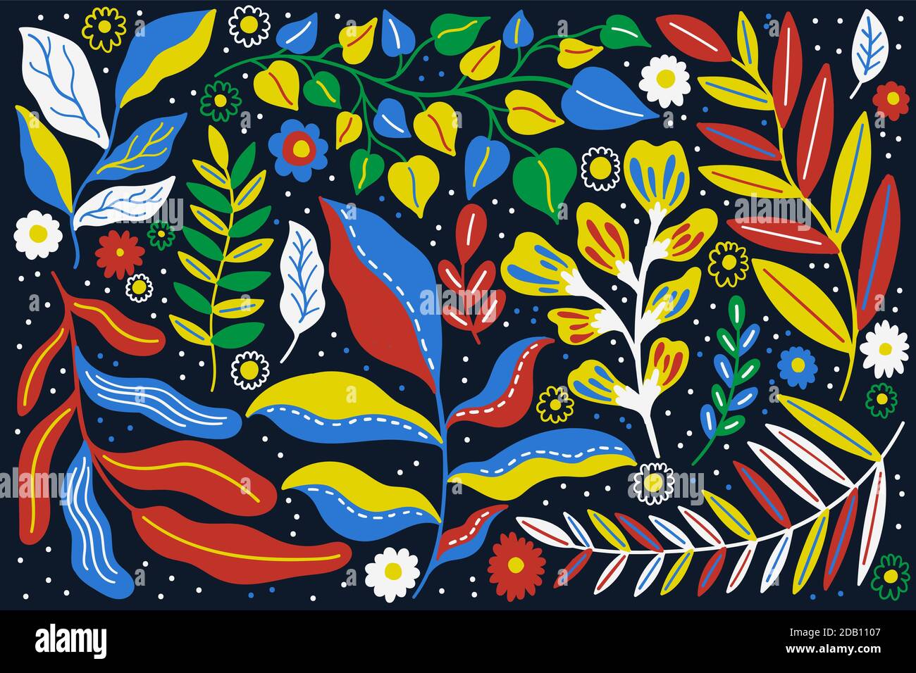Set plant modern abstract. Floral nature fancy collection.Hand drawing ...