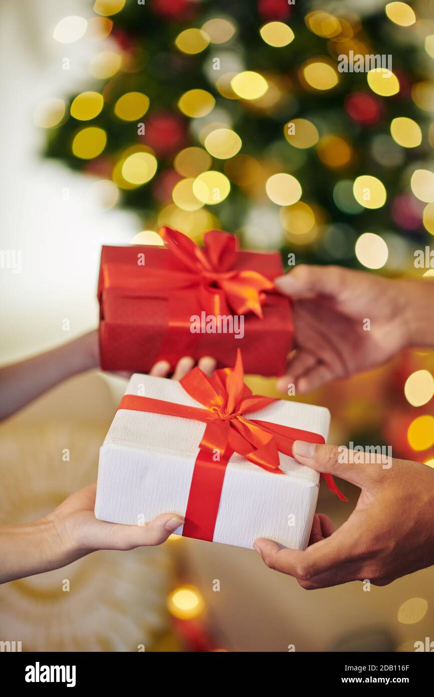 Christmas presents for friends Stock Photo - Alamy