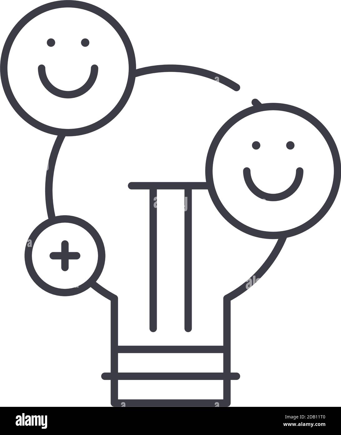 Positive idea thinking icon, linear isolated illustration, thin line ...