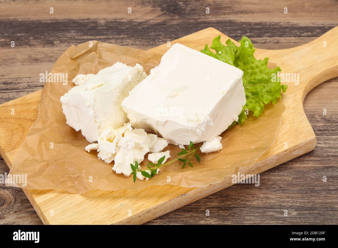 Greek traditional Feta soft cheese in the plate Stock Photo - Alamy