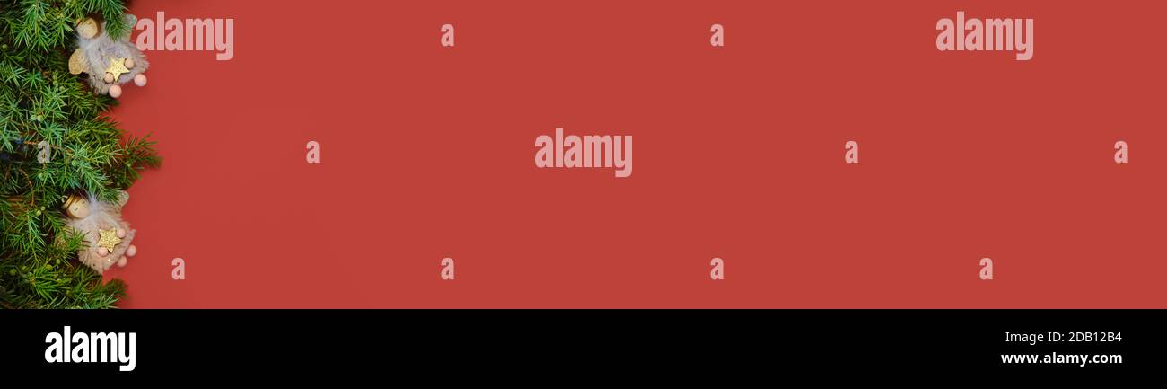 Christmas tree red banner ready for text Stock Photo - Alamy