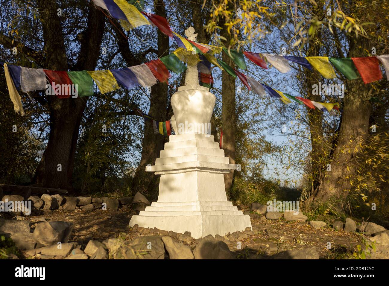 Small Buddhist stupa ornament on the edge of the river IJssel in ...