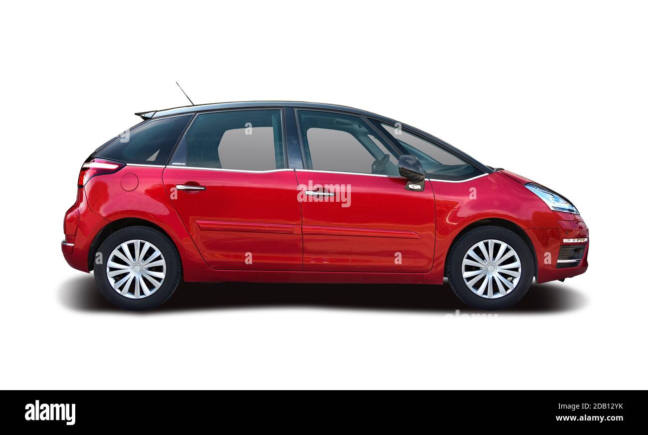French compact MPV car side view isolated on white Stock Photo - Alamy