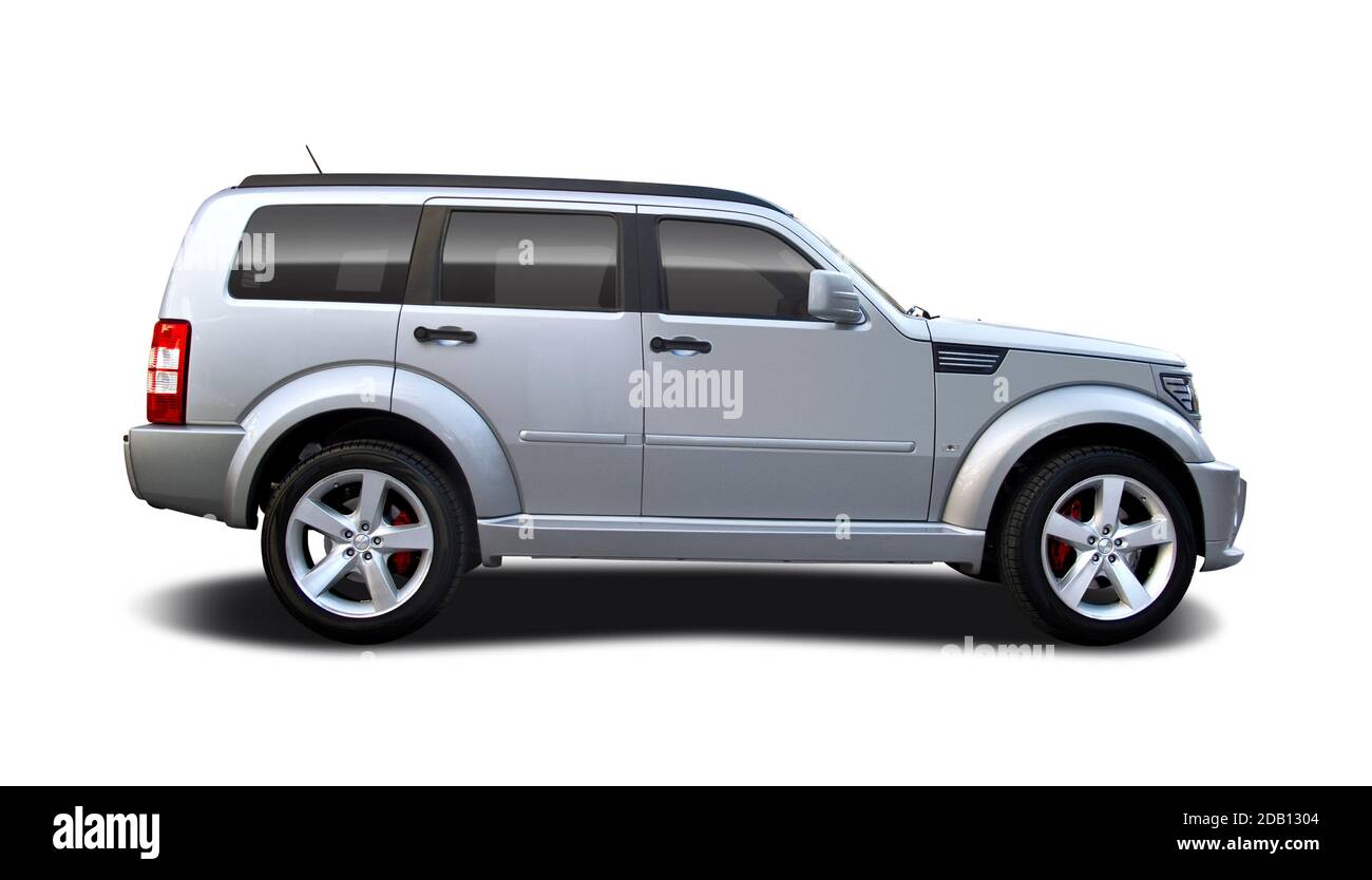 American SUV car side view isolated on white background Stock Photo - Alamy