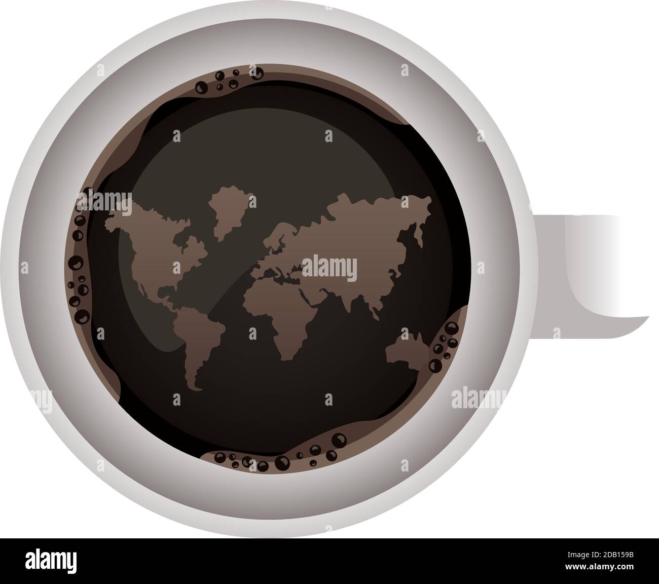coffee cup drink with world map airview icon vector illustration design ...