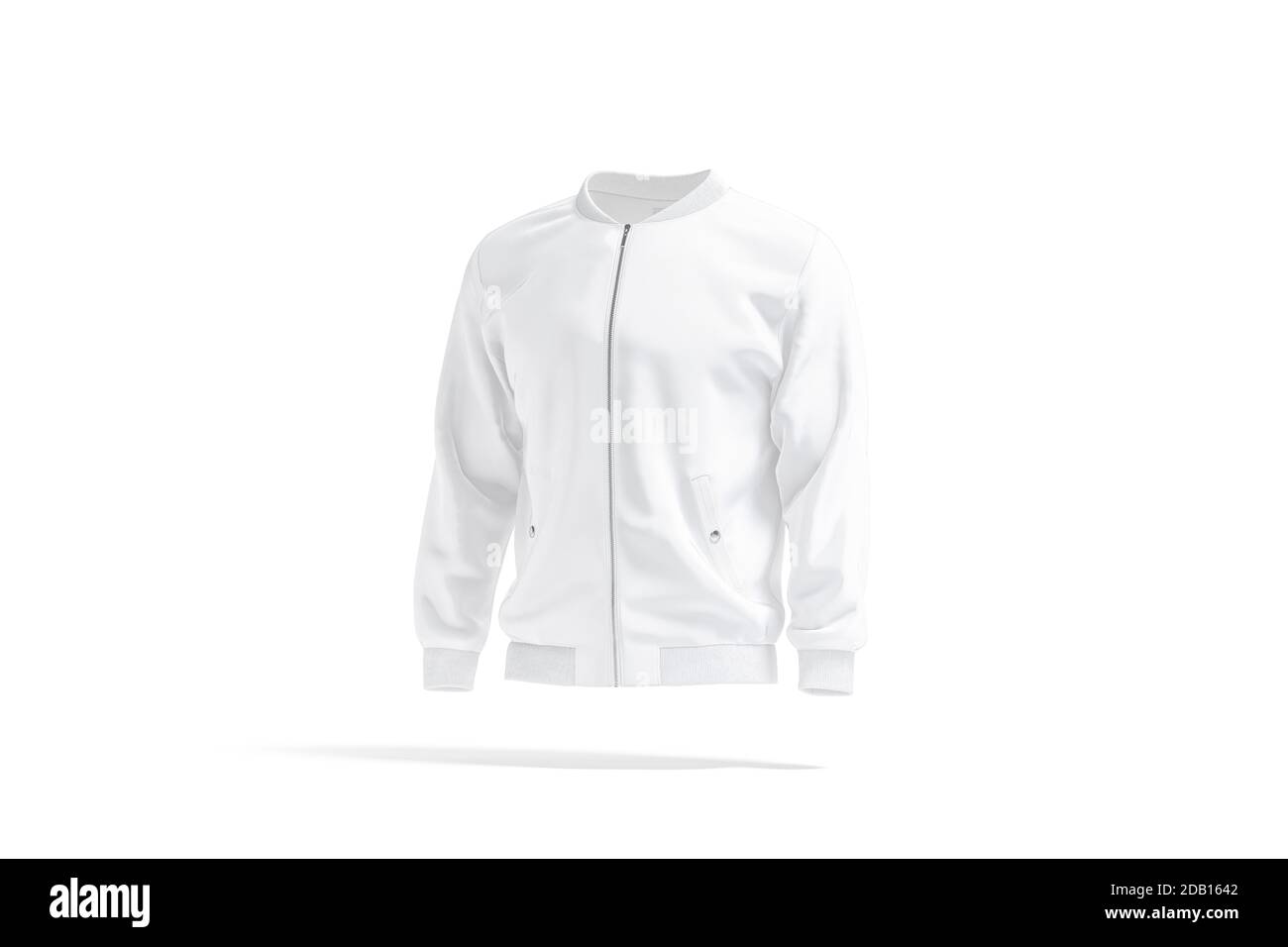 Blank white bomber jacket mock up, side view Stock Photo - Alamy