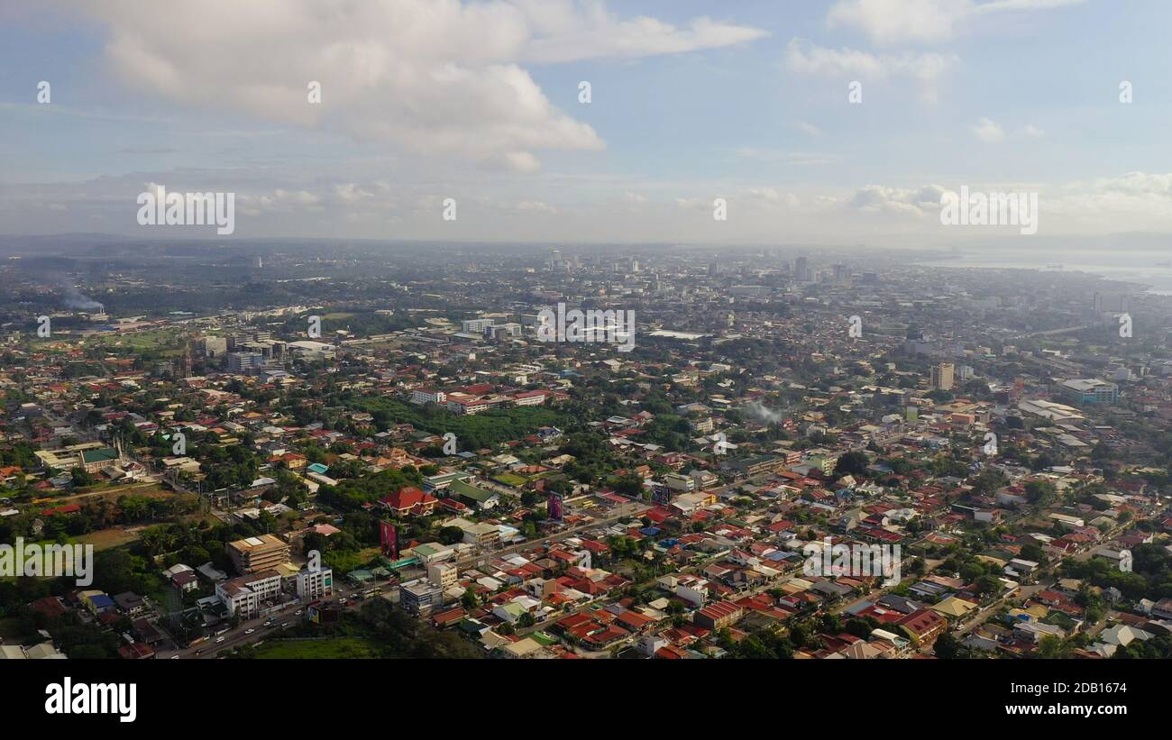 Davao city with modern buildings, business centers on the island of ...