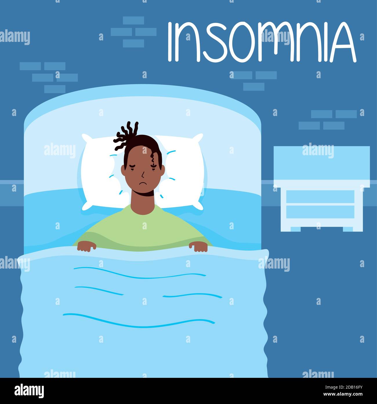 afro rasta man suffering from insomnia character vector illustration ...