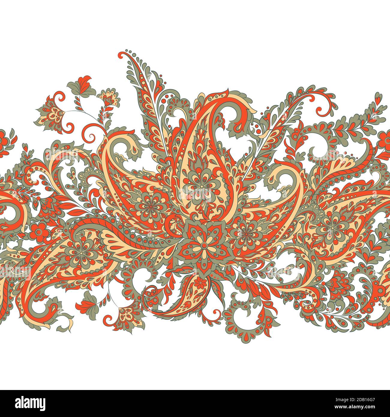 Paisley seamless border pattern. Vector ethnic ornament Stock Vector ...