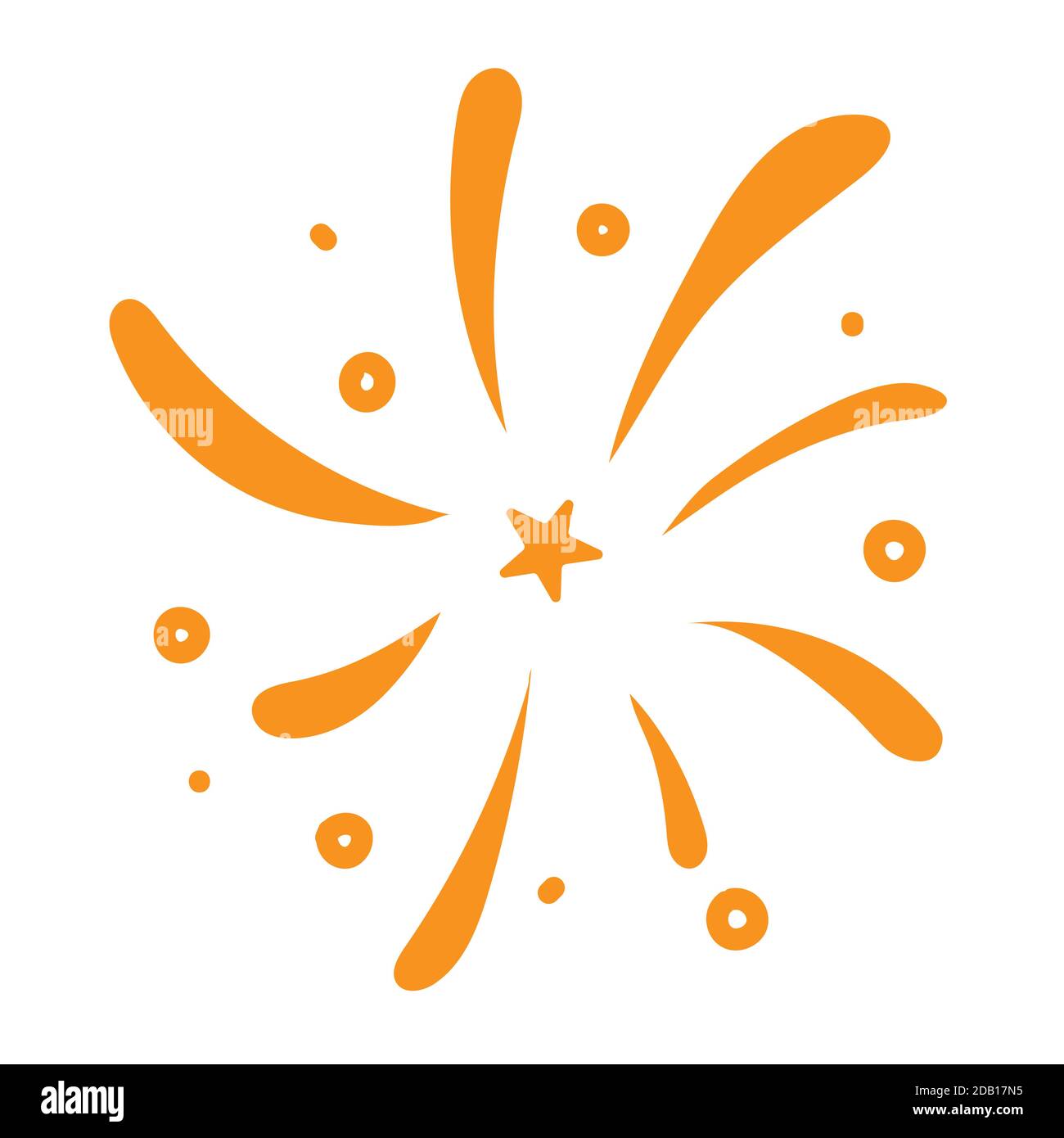 Hand drawn colored firework doodle with star in the centre. Vintage ...