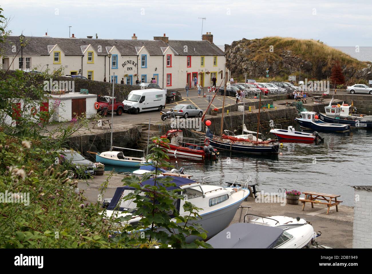 Dunure, Near Ayr, Ayrshire, Scotland, UK . The village and harbour area ...