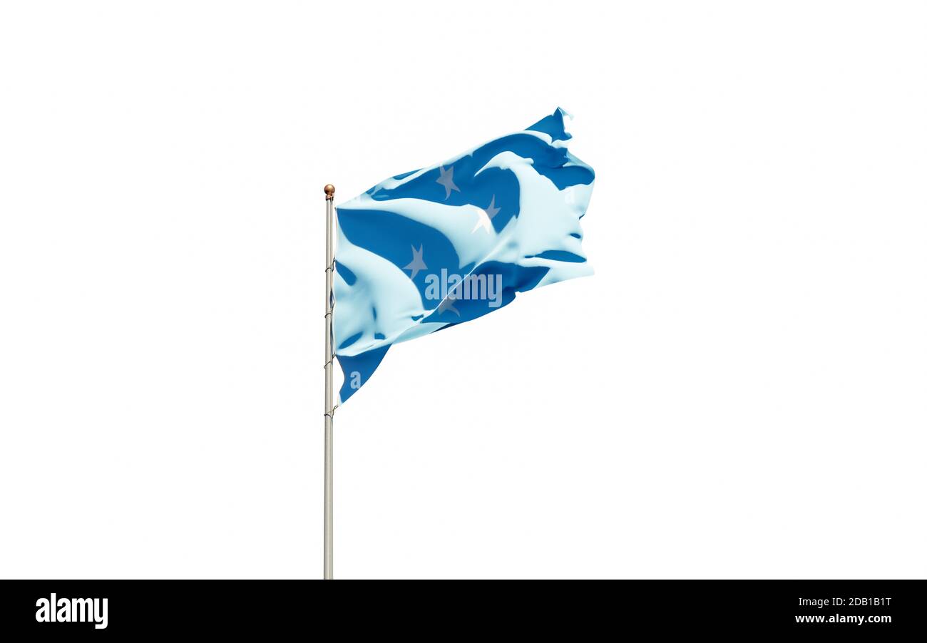 Beautiful national state flag of Micronesia on white background ...