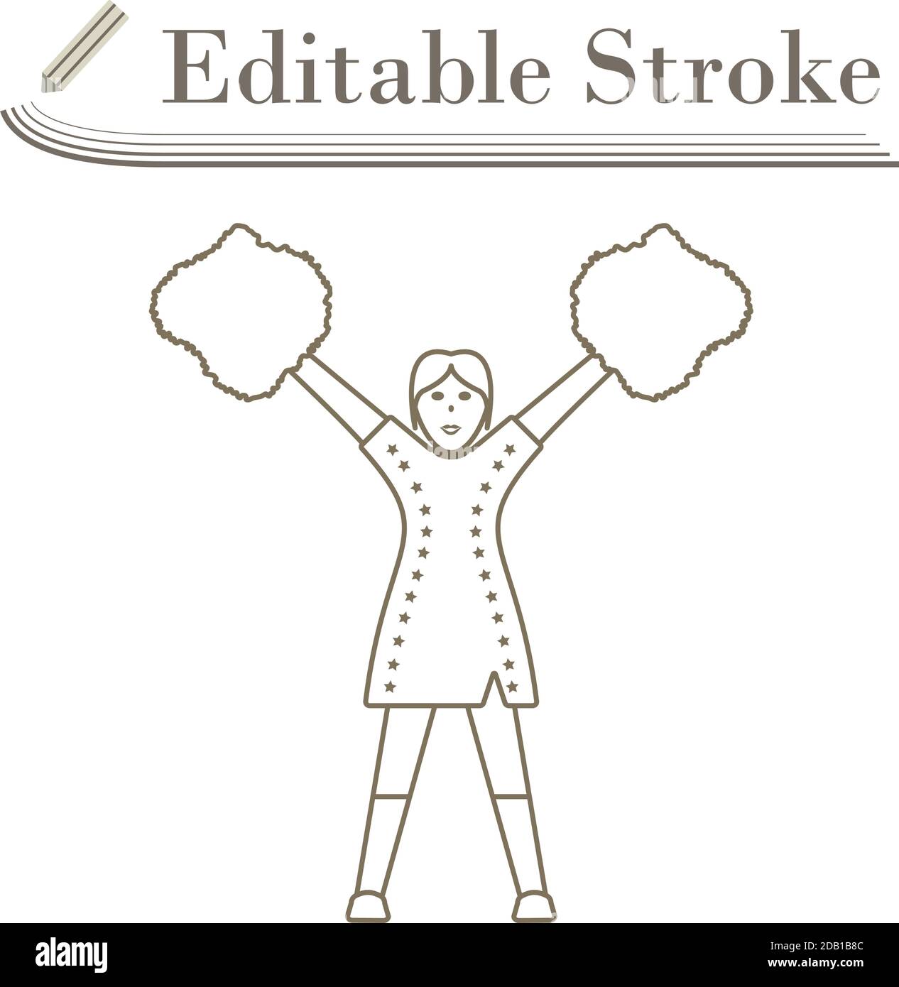 American Football Cheerleader Girl Icon. Editable Stroke Simple Design ...