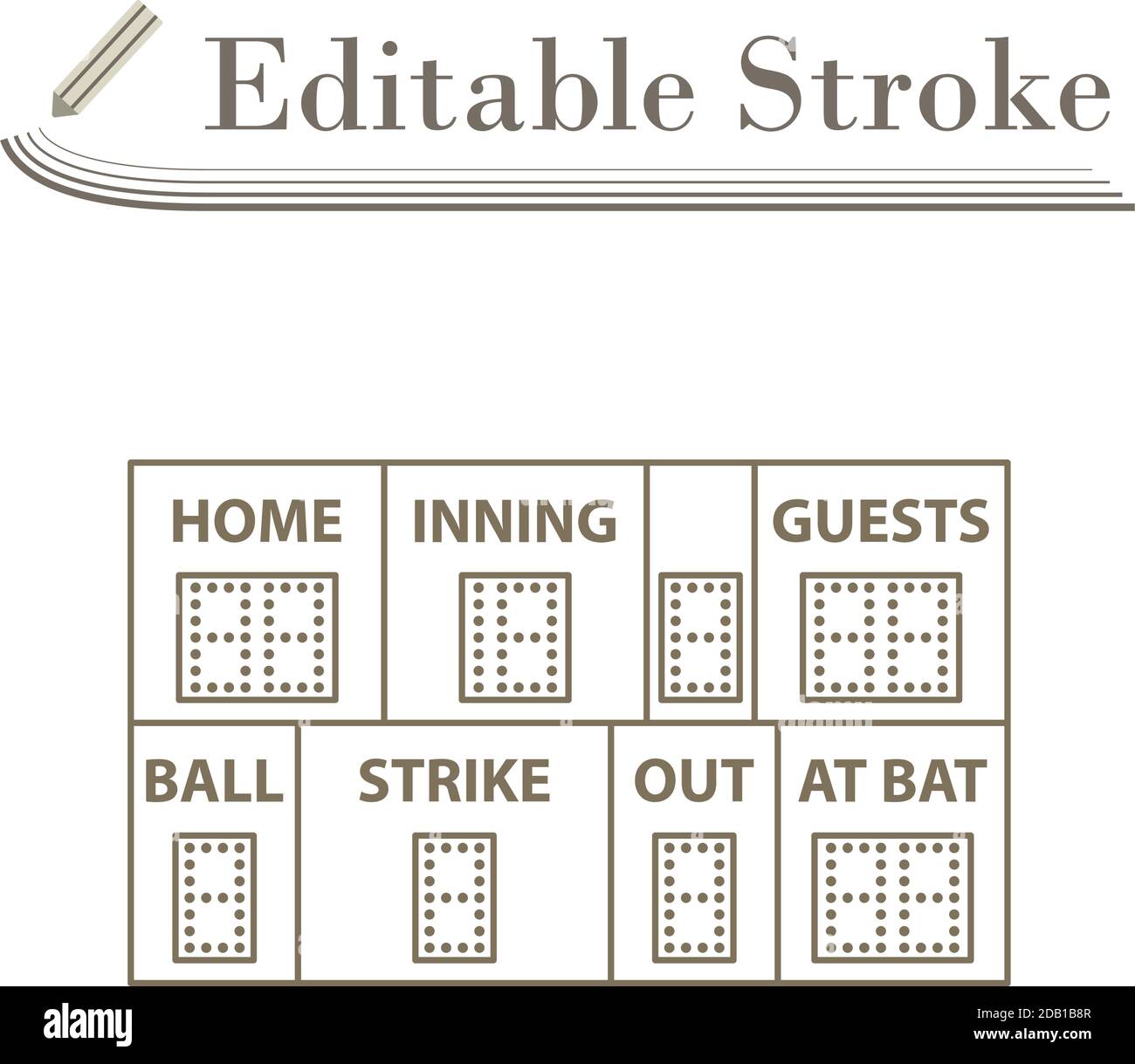 Baseball Scoreboard Icon. Editable Stroke Simple Design. Vector ...