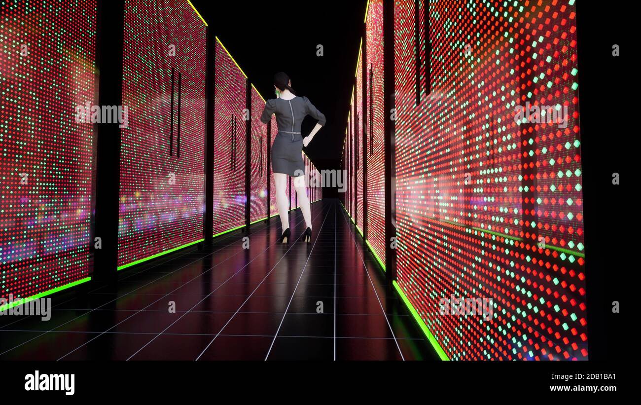 Data center Farm building Internet technology Big data 3d render Stock ...