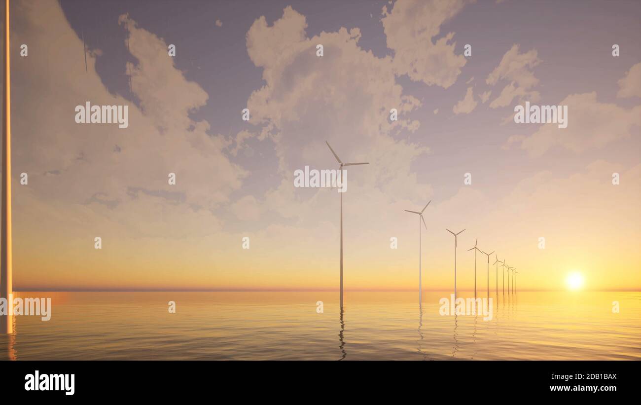 Offshore Wind Farm Sunset