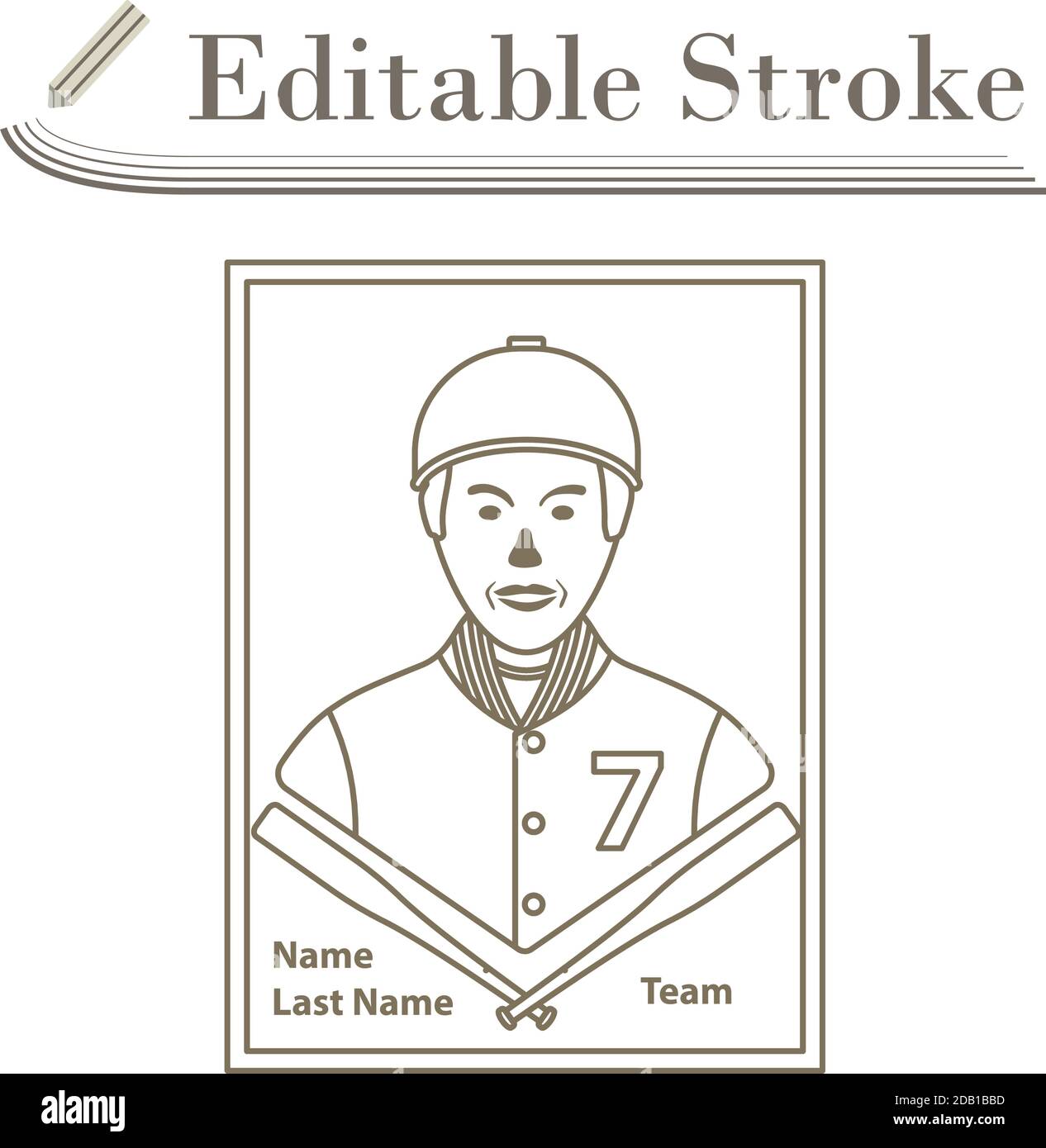 Baseball Card Icon. Editable Stroke Simple Design. Vector Illustration ...