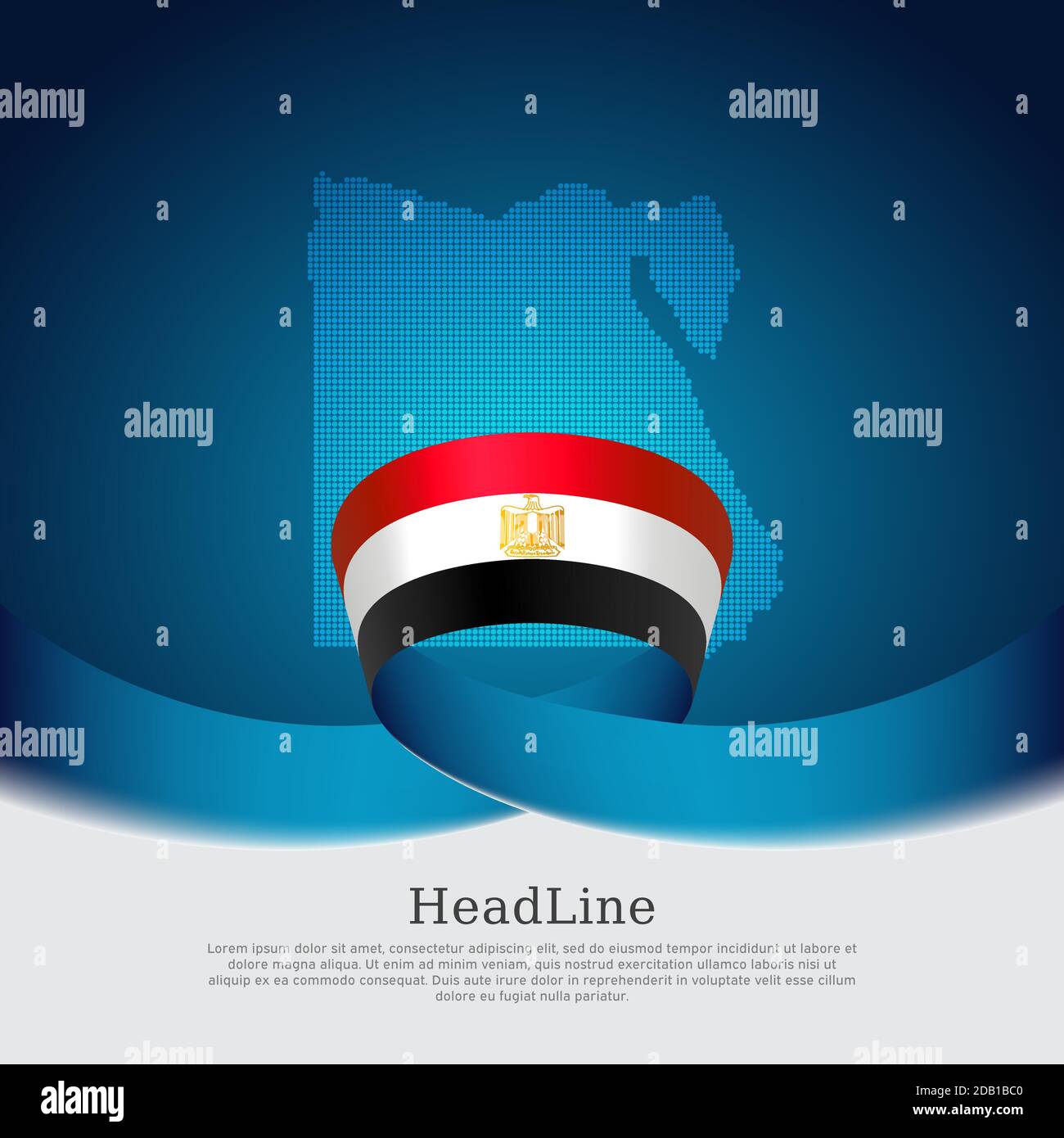 Egypt flag background. Egypt flag of wavy ribbon colors on blue white ...