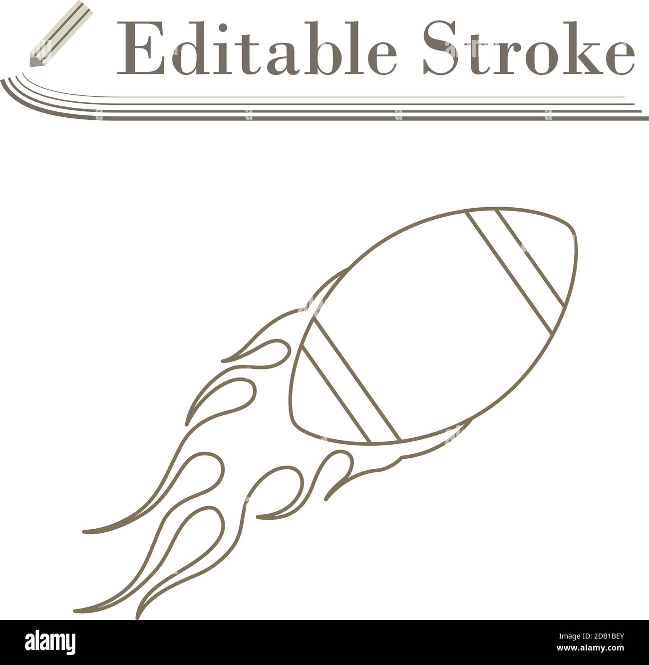 American Football Fire Ball Icon. Editable Stroke Simple Design. Vector ...