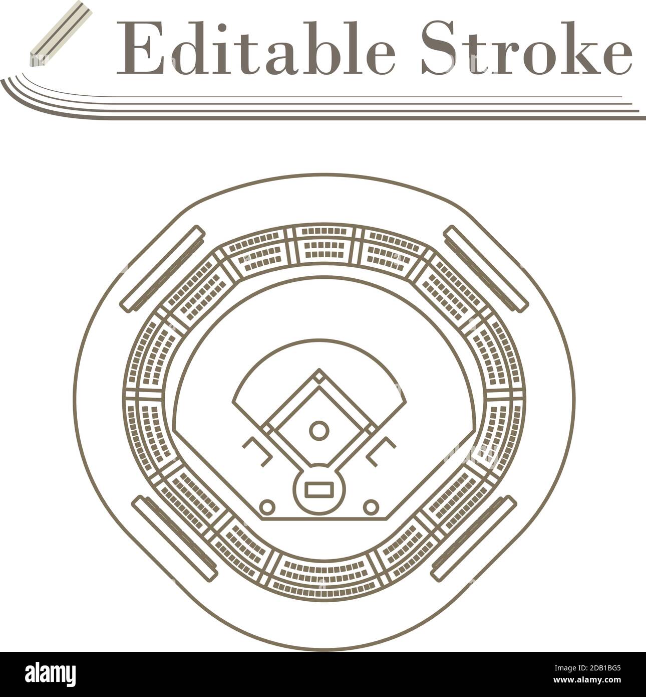 Baseball Stadium Icon. Editable Stroke Simple Design. Vector ...