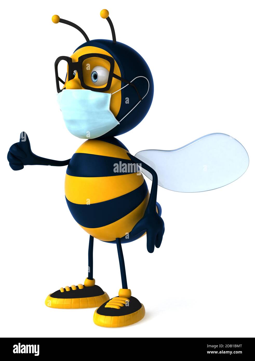 3D Illustration of a cartoon bee with a mask Stock Photo - Alamy
