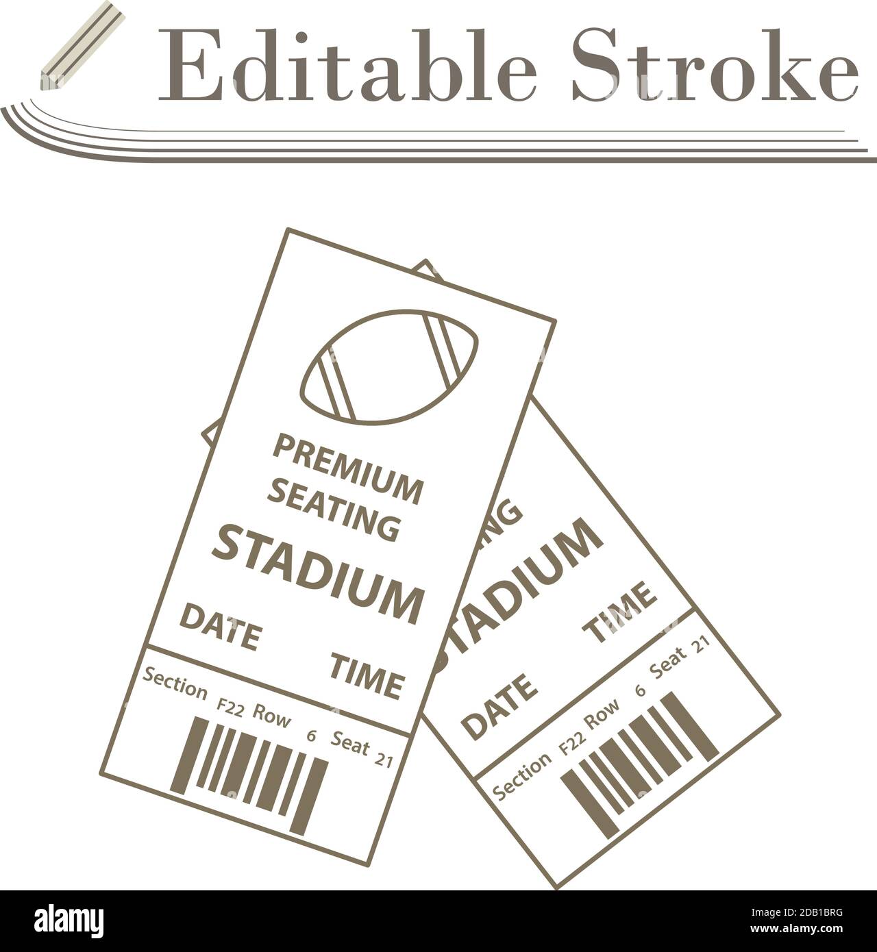 American Football Tickets Icon. Editable Stroke Simple Design. Vector ...