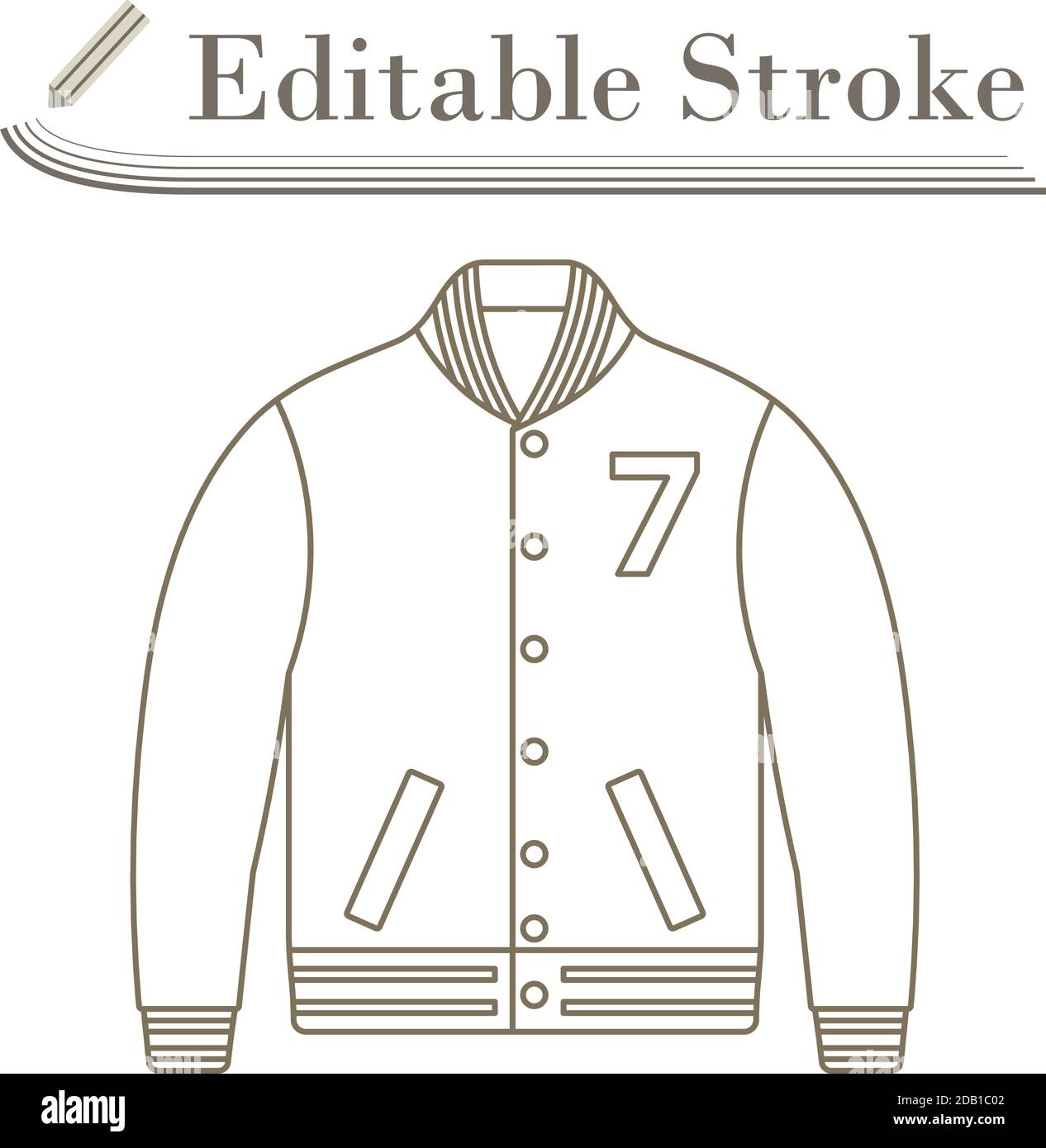 Baseball Jacket Icon. Editable Stroke Simple Design. Vector ...