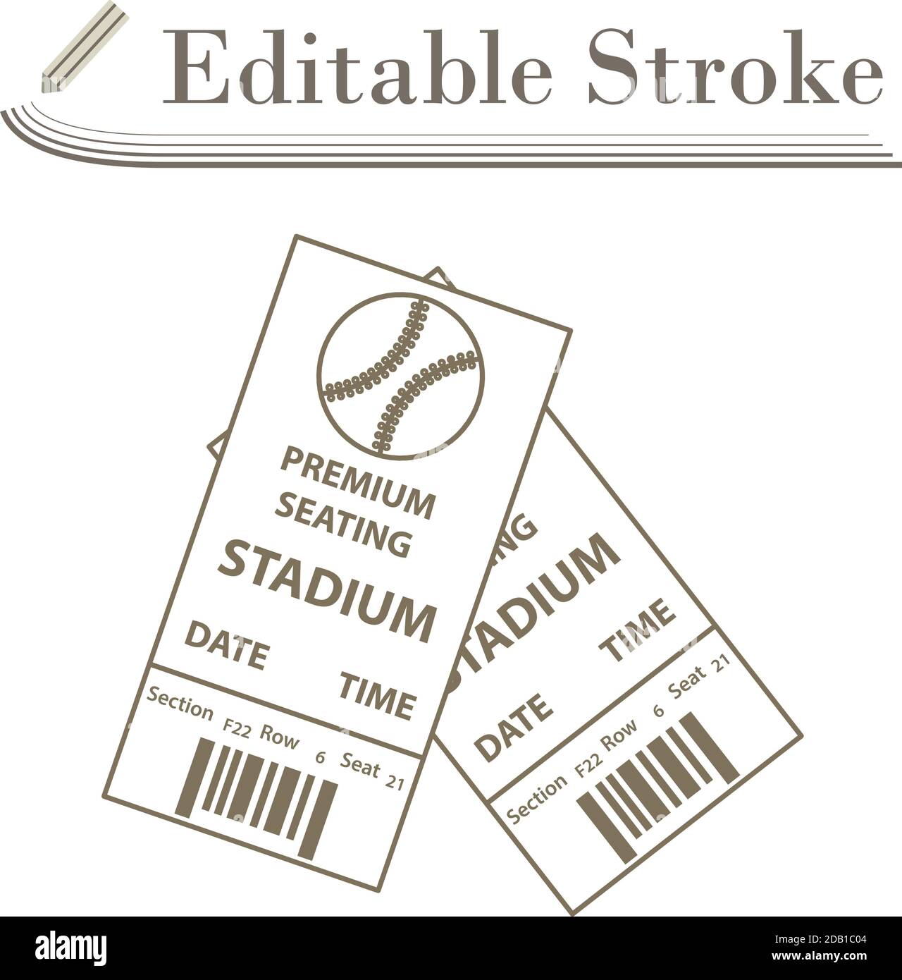 Baseball Tickets Icon. Editable Stroke Simple Design. Vector ...