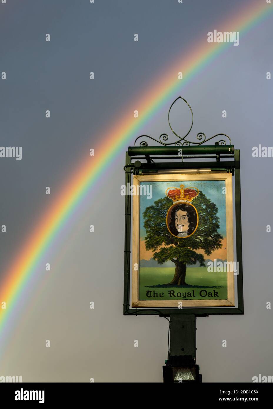Royal Oak pub sign with rainbow Stock Photo - Alamy