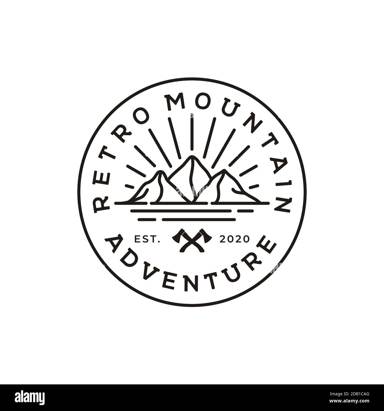 Vintage Mountain logo, Sun and Sea for Hipster Adventure Traveling ...